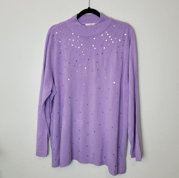 Quacker Factory | Sweaters | New Quacker Factory Purple Sequin Mock ...